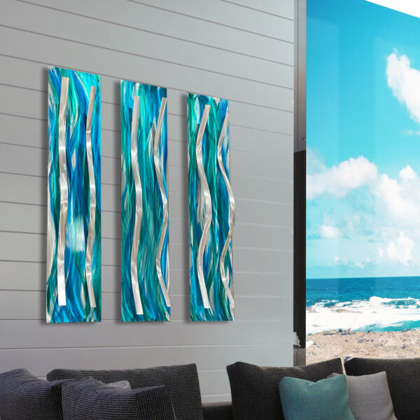Tides Blue Metal Wall Sculpture By Dustin Miller - Dustin Miller Gallery